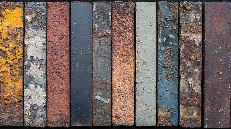 Close-up of Various Rusted Metal Bars with Diverse Colors and Textures ...