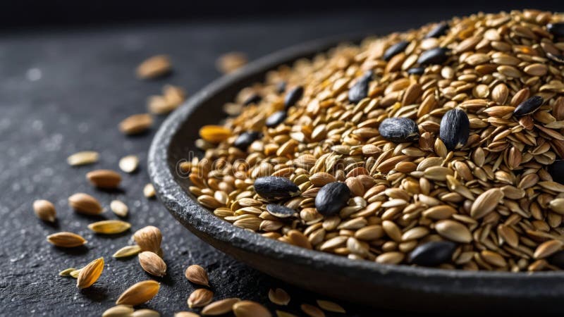 A Close-up of Various Seeds in a Bowl, Showcasing Their Textures and ...