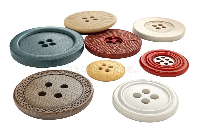Close Up of Various Sewing Buttons Isolated on White Background ...