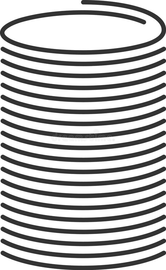 Close Up Vector Illustration of a Metal Spiral Spring Forming a ...