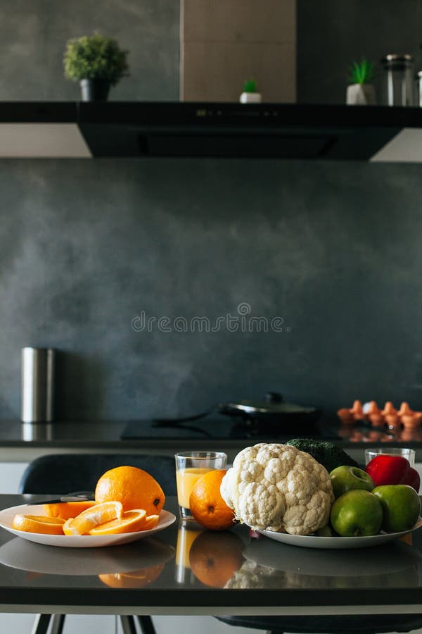 Close-up of Vegetables and Fruits on a Table Stock Photo - Image of ...
