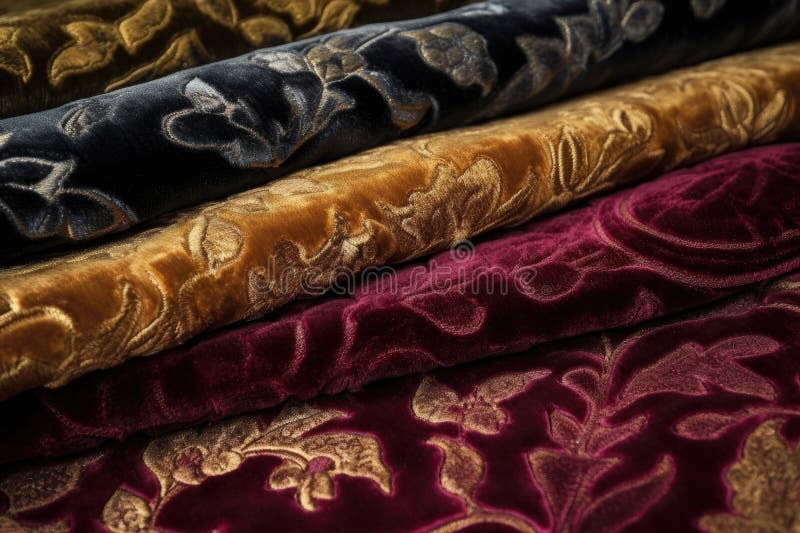 Close-up of Velvet Fabric with Intricate Textures and Patterns Stock ...