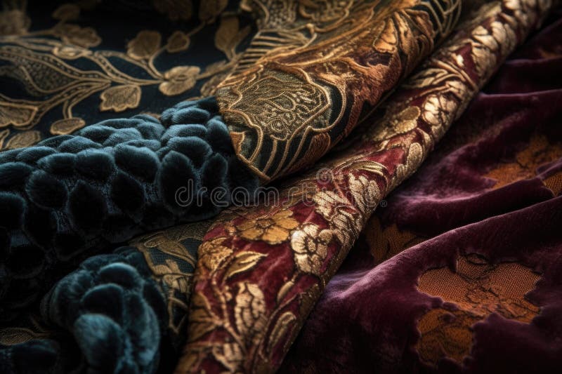 Close-up of Velvet Fabric with Intricate Textures and Patterns Stock ...