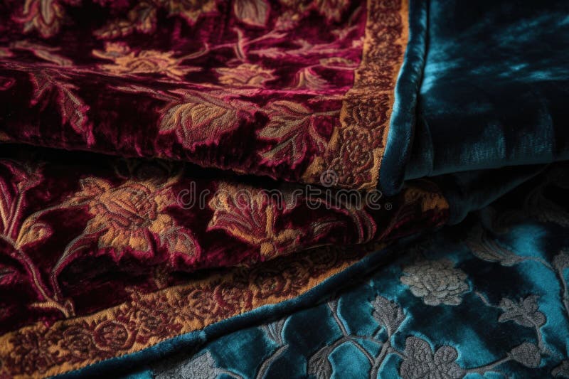 Close-up of Velvet Fabric with Intricate Textures and Patterns Stock ...