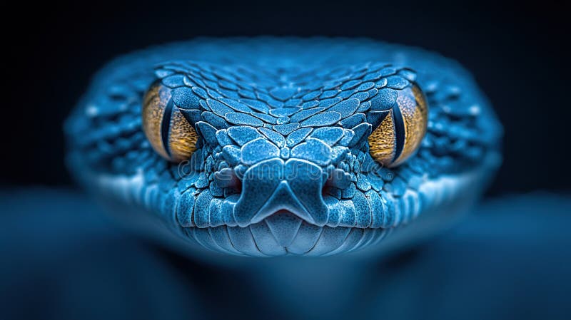 Close-up Venomous Blue Snake Stock Illustration - Illustration of ...