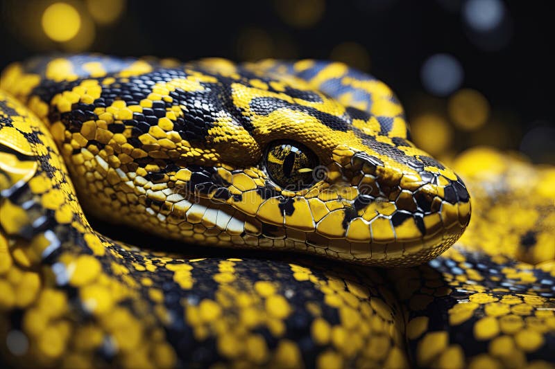 Close-up of a Venomous Eastern Green Mamba Snake Stock Illustration ...