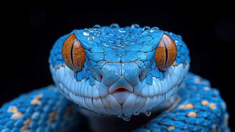 Close-up Venomous Snake with Vibrant Blue Scales Stock Illustration ...