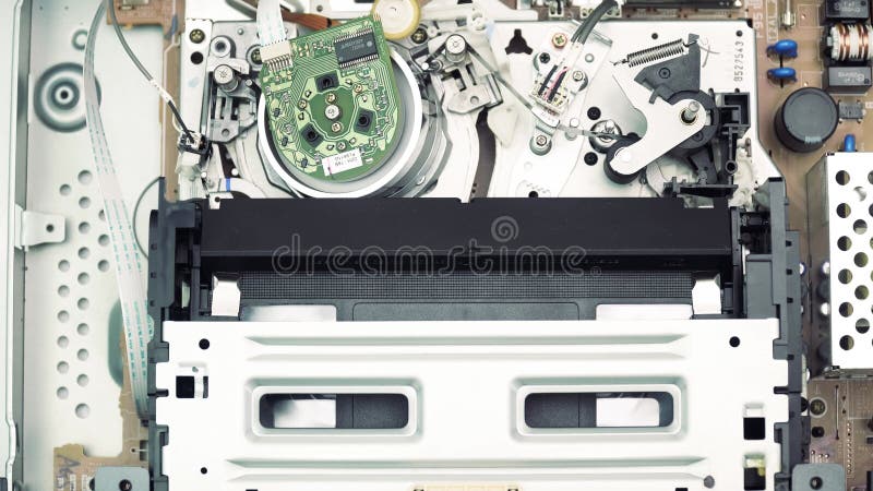 Close-up a VHS Video Cassette Recorder Tape Loading. VHS Head Video ...