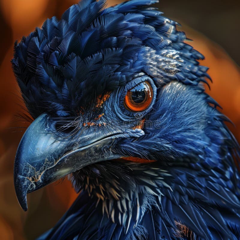 Close-up of a Vibrant Blue Bird with Intense Orange Eye Stock ...