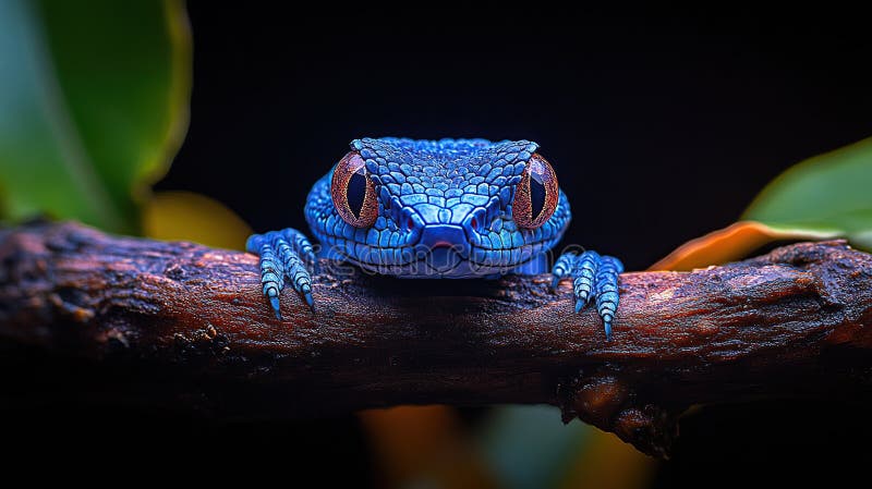 A Blue Lizard Coming Out from Under a Rock. Stock Image - Image of head ...
