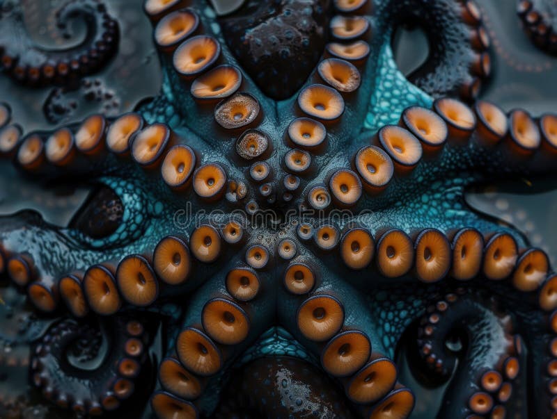 Close-up of a Vibrant Blue and Orange Octopus Tentacles Stock ...