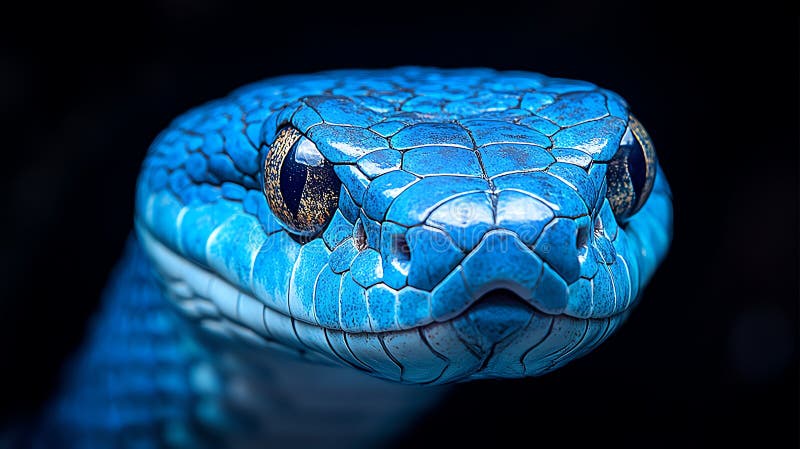 Close-up of a Vibrant Blue Snake with Striking Scales and Captivating ...