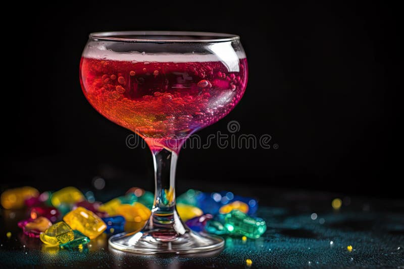 Close-up of Vibrant Cocktail, with Droplets and Bubbles Stock ...