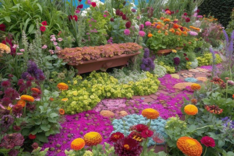 Close-up of Vibrant and Colorful Garden, with Textures and Patterns ...