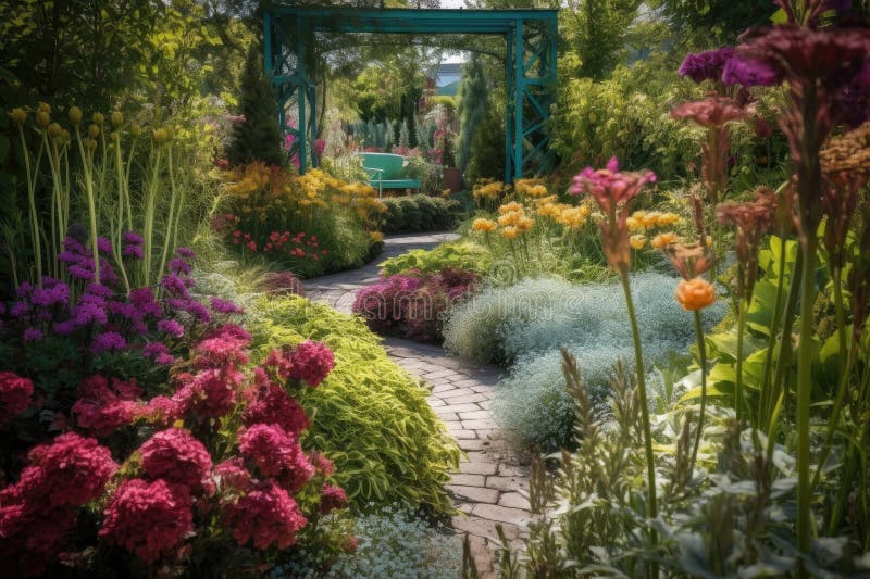 Close-up of Vibrant and Colorful Garden, with Textures and Patterns ...