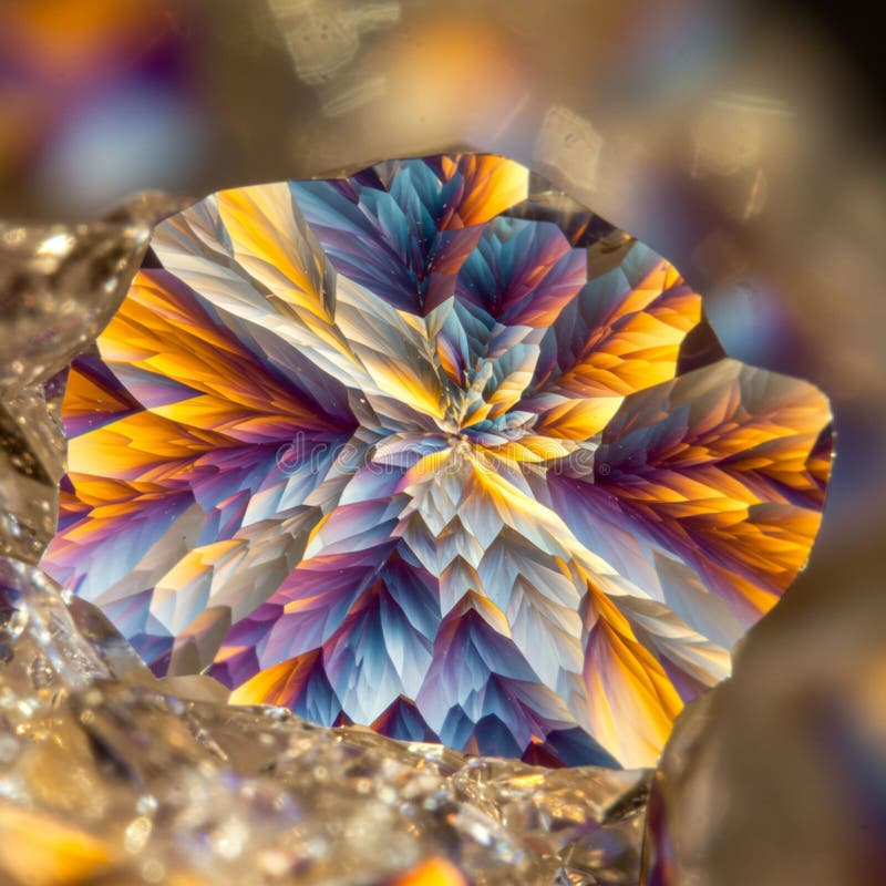 A Close-up of a Vibrant, Crystalline Structure Exhibiting a Starburst ...