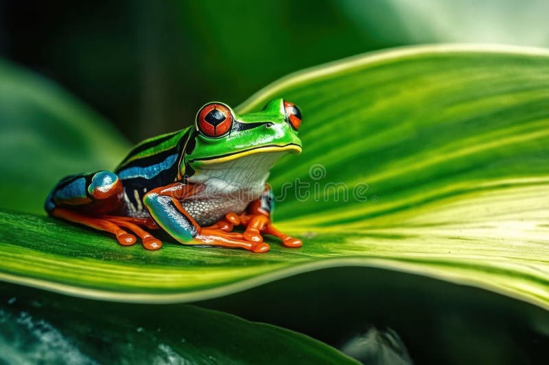 Close up of a vibrant frog stock illustration. Illustration of nature ...