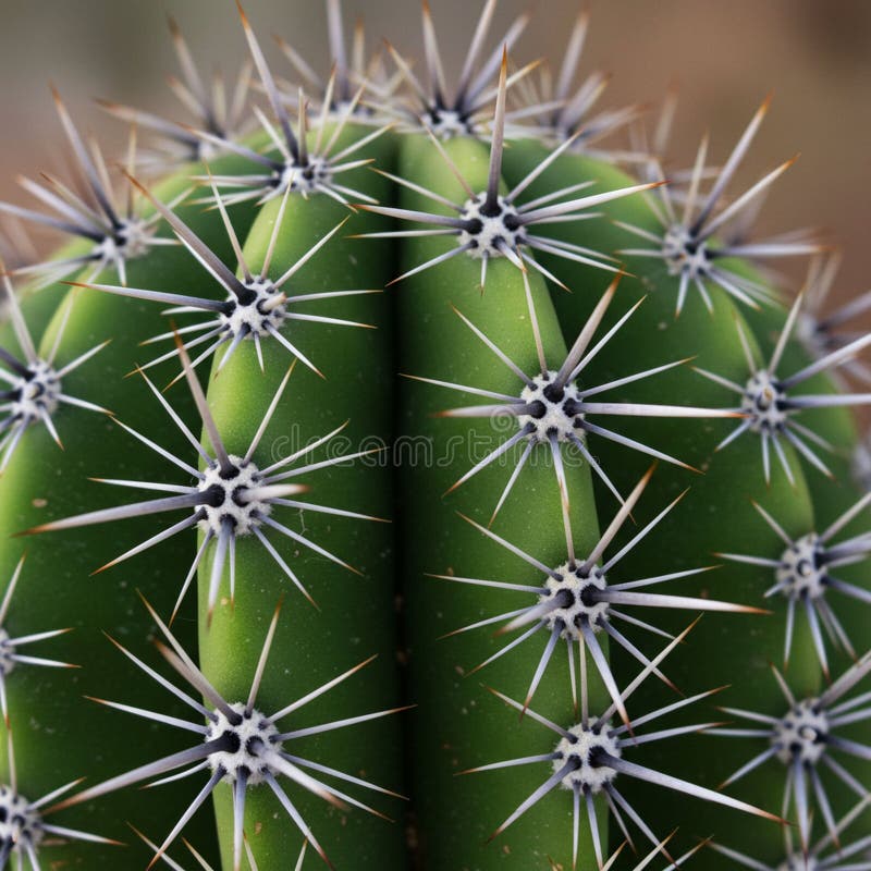 Close-up of a Vibrant Green Cactus Featuring Clusters of Sharp Spines ...
