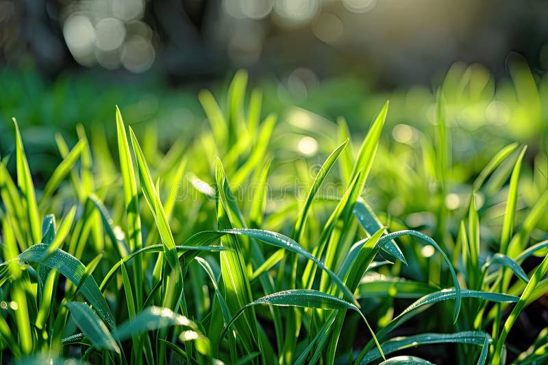 Close Up of Vibrant Green Grass in Sunlight Stock Illustration ...