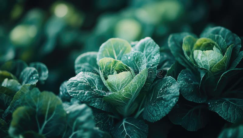 Emerald Green Cabbage Patch Stock Illustration - Illustration of nature ...