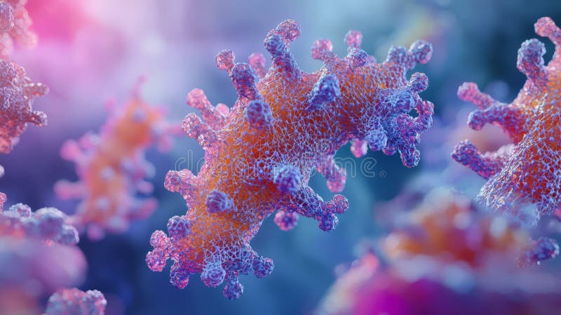 Close-up of a Vibrant, Intricate Virus Structure in Vivid Colors and ...