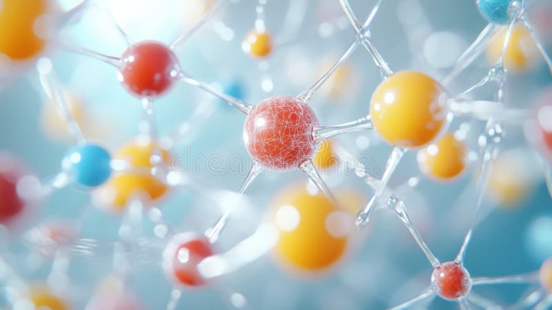 Close Up of Vibrant Molecular Chains during Polymerization Process in ...