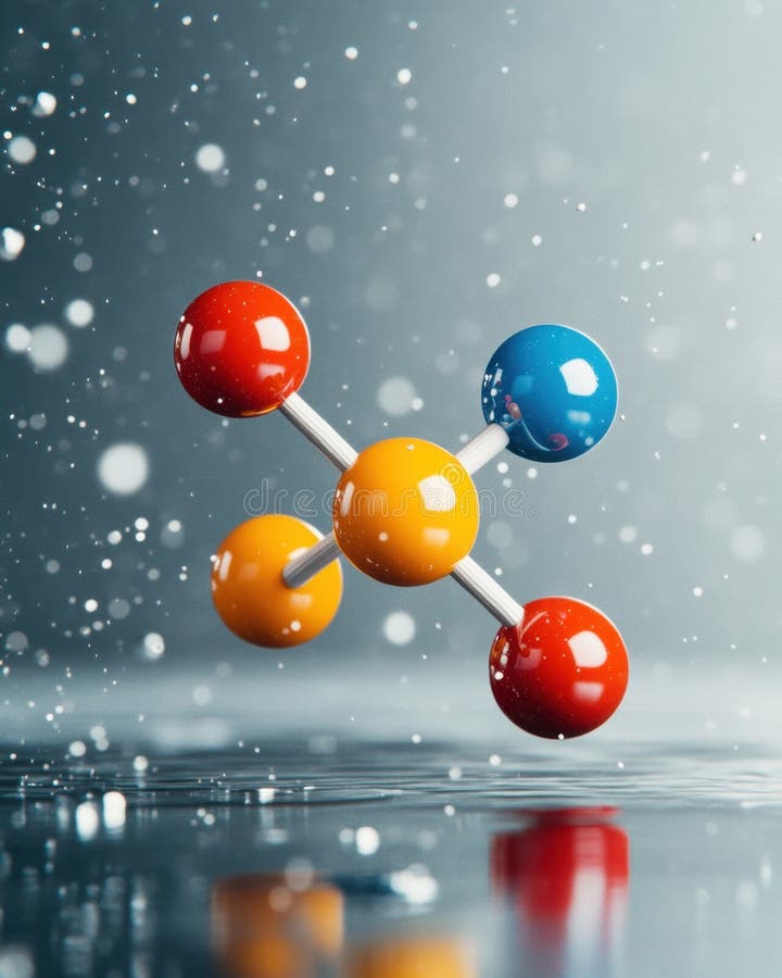 Close Up of a Vibrant Molecular Model Demonstrating the Structure of ...