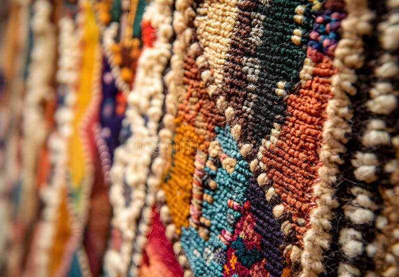 Close-Up of Vibrant Moroccan Rug Texture Stock Illustration ...