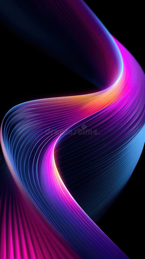 Close-up of a Vibrant Multicolored Curved Graphic Design on a Solid ...