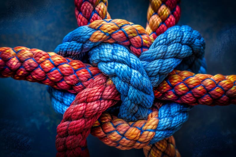 Close-up of a Vibrant, Multicolored Rope Twisting and Turning in ...