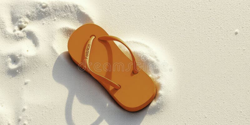Close Up of Vibrant Orange Flip Flops on Pristine White Sand Beach ...