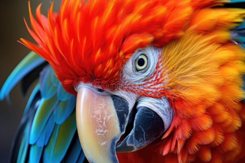 Close-up of Vibrant Parrot Preening Its Colorful Feathers Stock Image ...