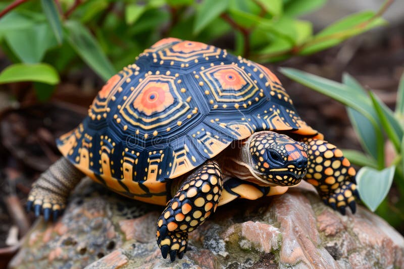 Close Up of Vibrant Patterned Tortoise Shell in Natural Habitat among ...