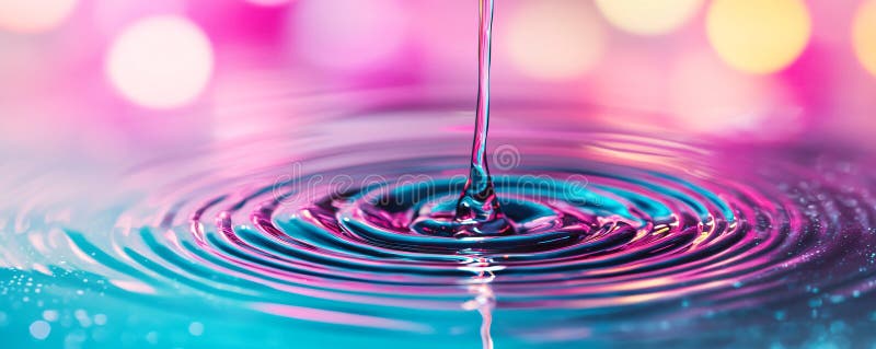Vibrant Pink Teal Liquid Drop Impact Abstract Water Ripples Background ...