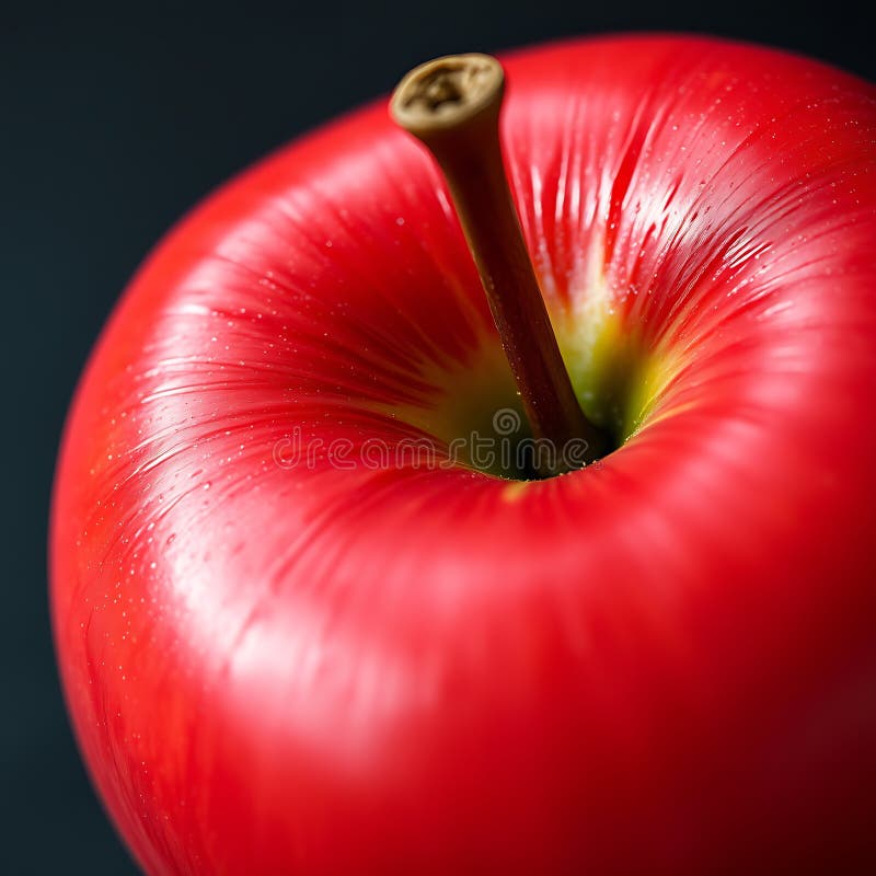 Close-Up of a Vibrant Red Apple with Stem - High-Resolution Macro Shot ...
