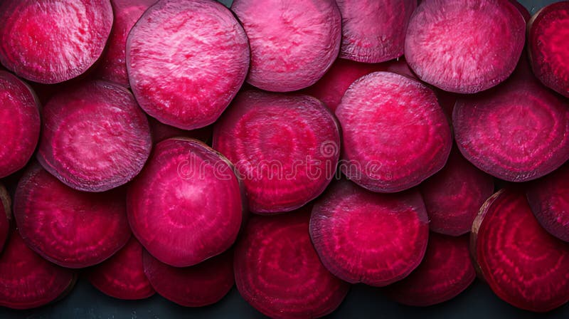 Close-up of Vibrant Red Beet Slices Arranged in Overlapping Pattern ...