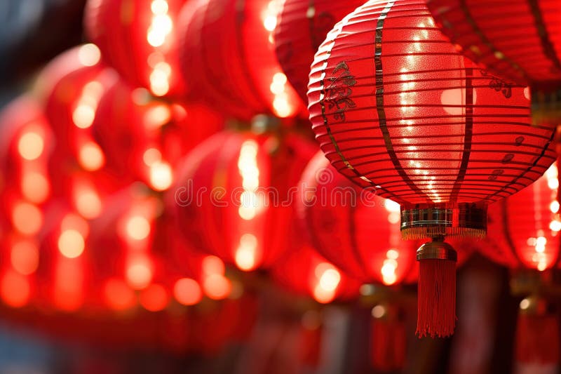 Close-up of Vibrant Red Lanterns Adorning Street Stock Illustration ... Close-up of Vibrant Red Lanterns Adorning Street Stock Illustration ...