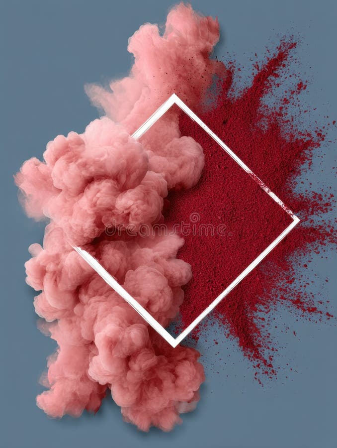 Close-up of Vibrant Red Powder Inside a White Rectangular Frame on a ...