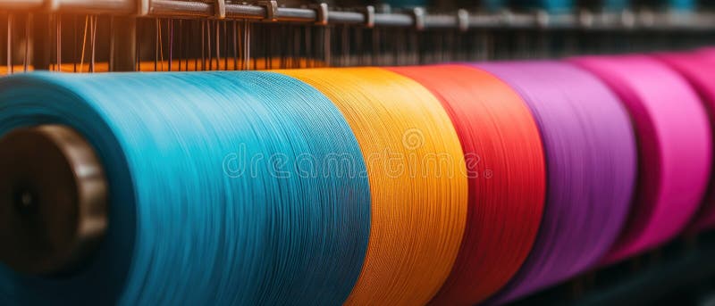 Close-up of Vibrant Spools of Thread in Various Colors, Showcasing the ...