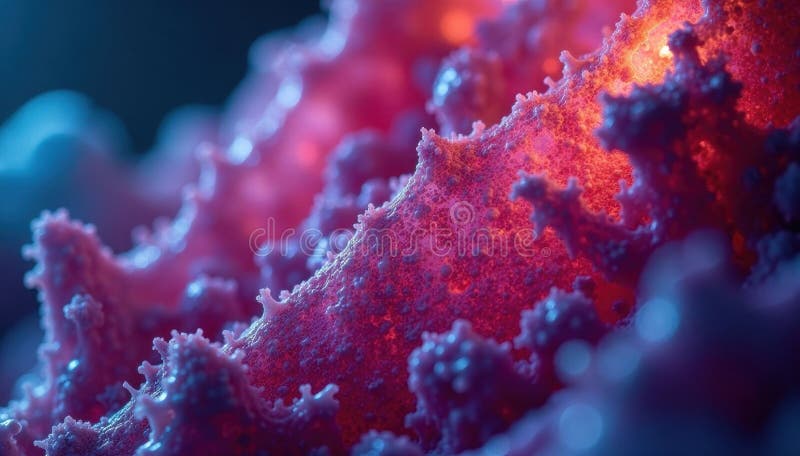 Close-up Vibrant Stained Specimen Under LED Microscope Optical ...