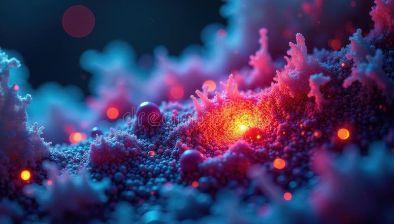 Close-up Vibrant Stained Specimen Under LED Microscope , Photography ...