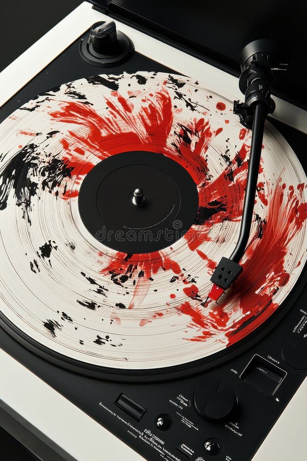 Vinyl Record with Artistic Splatter Design on Modern Turntable Stock ...
