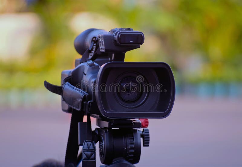 Close - Up Video Camera with Color Bokeh Stock Image - Image of ...