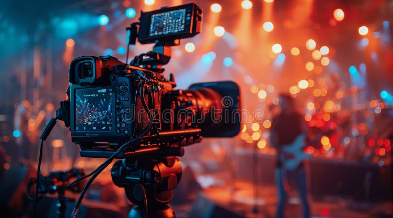 Close Up of a Video Camera Recording a Live Performance on Stage Stock ...