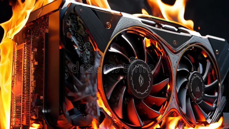 A Close Up of a Video Card on Fire Stock Video - Video of processing ...