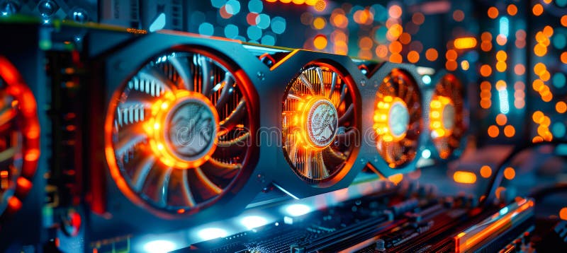 A Close-up of a Video Card with Its Fans Glowing Brightly, Hinting at ...