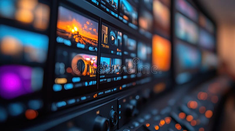 Close-up of a Video Editing Control Panel Displaying Various Video ...