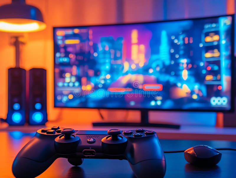 A Close-up of a Video Game Controller in Front of a Computer Monitor ...