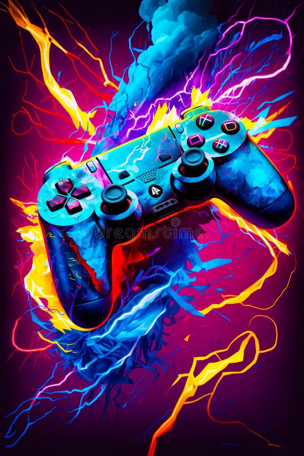 Video Game Controller with Paint Splatters on it. Generative AI Stock ...