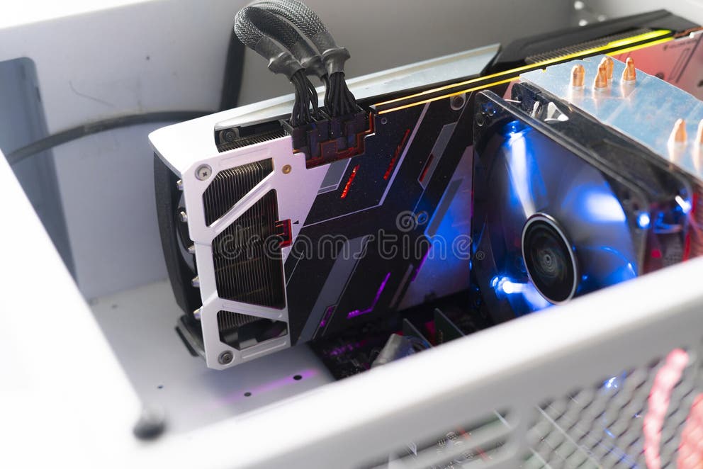 A Close Up Video Graphics Card Inserted in the Computer Stock Photo ...